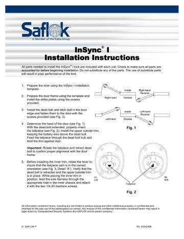 Kaba Group Saflok InSync I Installation Instructions | Manualzz