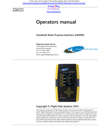 Flight Data Systems FDS 400-301, HHMPI Operator's Manual | Manualzz
