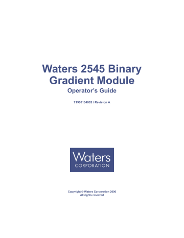 Waters 2545 Binary Gradient Module Operator's Manual | Manualzz