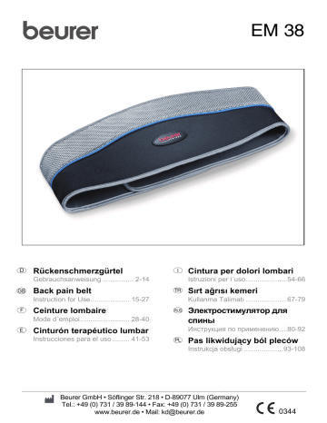 Beurer EM 38 Instruction manual | Manualzz