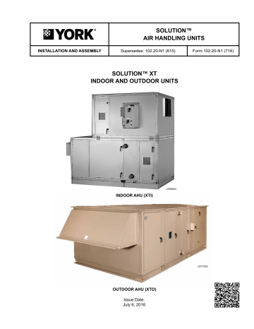 York SOLUTION XTO Series Installation And Assembly Manual | Manualzz