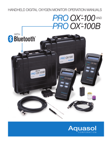 AQUASOL PRO OX-100, PRO OX-100B Operation Manual | Manualzz