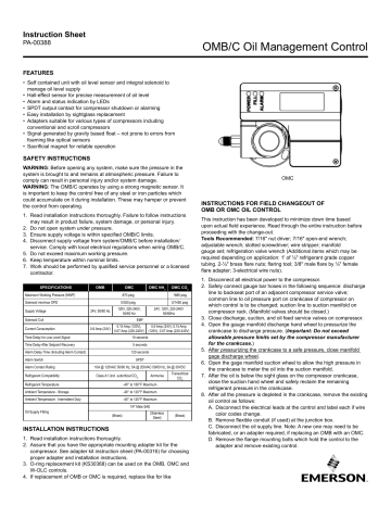 Emerson OMB Instruction Sheet | Manualzz