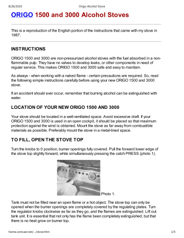 ORIGO 1500 Instructions | Manualzz