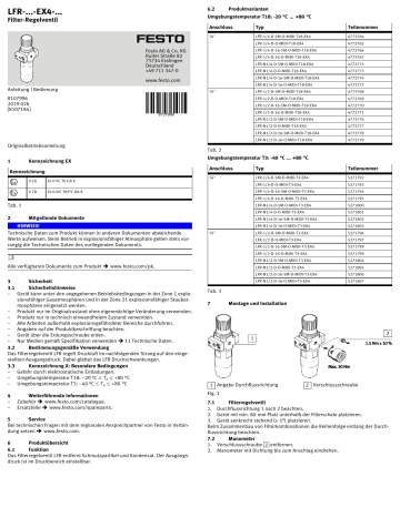 Festo LFR-1/4-D5M-O-MIDI-T18-EX4 Anleitung Und Bedienung | Manualzz