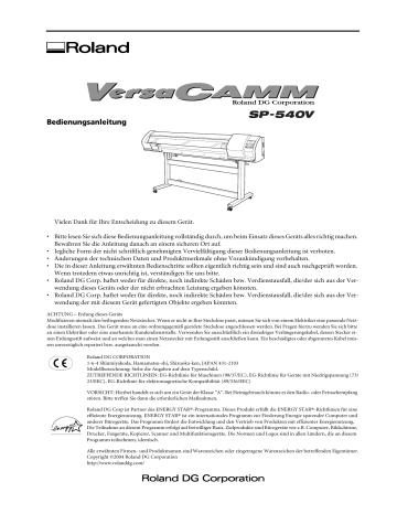 Roland VersaCamm SP-540V Bedienungsanleitung | Manualzz