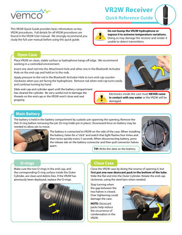 Vemco VR2W Quick Reference Manual | Manualzz