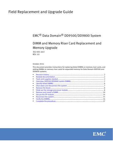 EMC2 Data Domain DD9500 Field Replacement Unit Manual | Manualzz