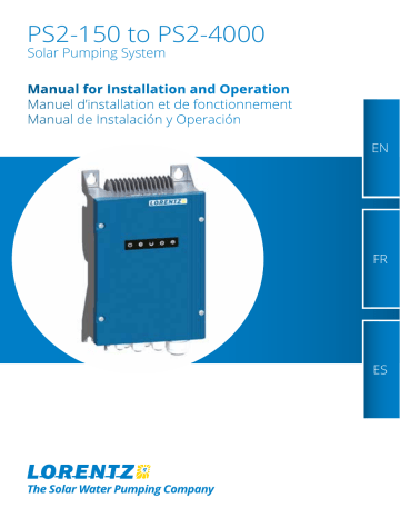 Initial Start-up. Lorentz PS2-150, PS2-600, PS2-200, PS2-1800 HR, PS2-4000, CS-17-1, PS2-600 ...