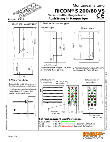 Ricon S 200/80 VS Montageanleitung | Manualzz