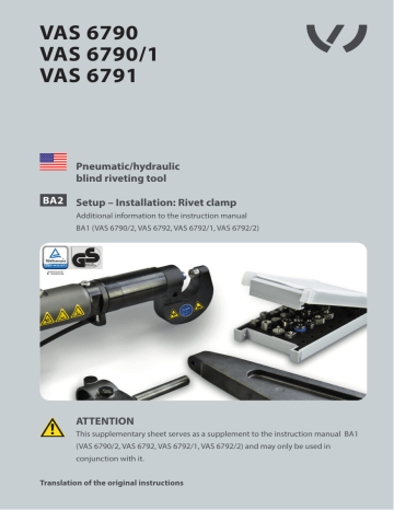 TKR Group VAS 6791, VAS 6792 Original Instructions Manual | Manualzz