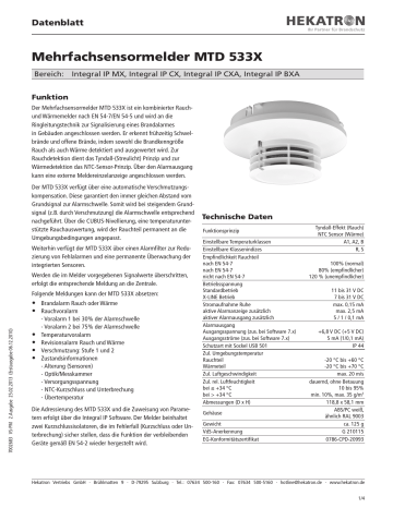 Hekatron MTD 533X Kurzanleitung | Manualzz