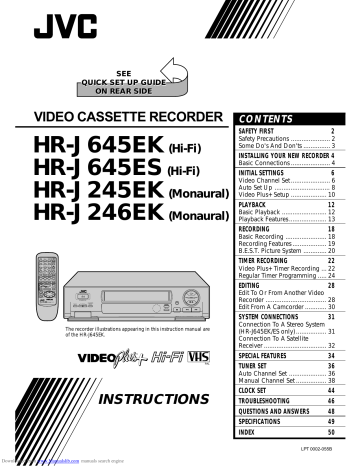 JVC HR-J645 Quick Setup Guide | Manualzz