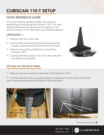 CubiScan 110-T Quick Reference Manual | Manualzz
