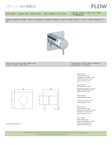 WaterEvolution FLOW T1.48.3S.01 Technical Sheet | Manualzz