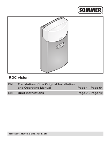 SOMMER RDC vision Installation And Operating Manual | Manualzz