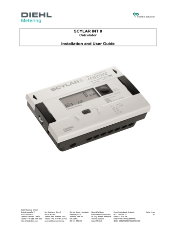 Diehl Metering SCYLAR INT 8 Installation And User Manual | Manualzz
