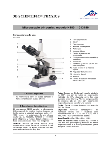 3B SCIENTIFIC PHYSICS N180 Instrucciones de operación | Manualzz