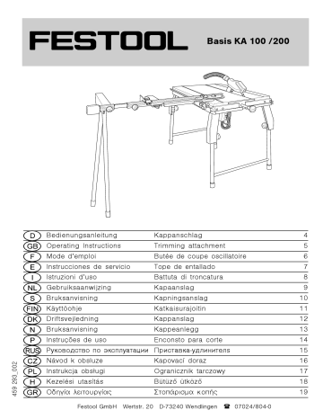 Festool Basis KA 100, Basis KA 200 Bedienungsanleitung | Manualzz