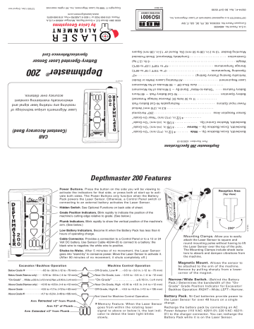 Leica Laser Alignment Depthmaster 200 Operation/Reference Card | Manualzz