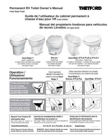 Thetford Aqua-Magic V Manual Del Propietário | Manualzz