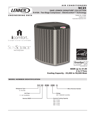 Lennox Collection XC21 System Engineering Data | Manualzz