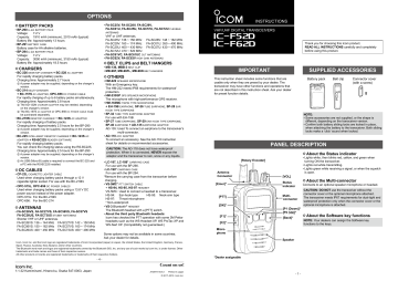 Icom IC-F52D, IC-F62D Instructions | Manualzz