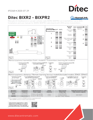 Entrematic DITEC BIXR2 Installation And Use Manual | Manualzz