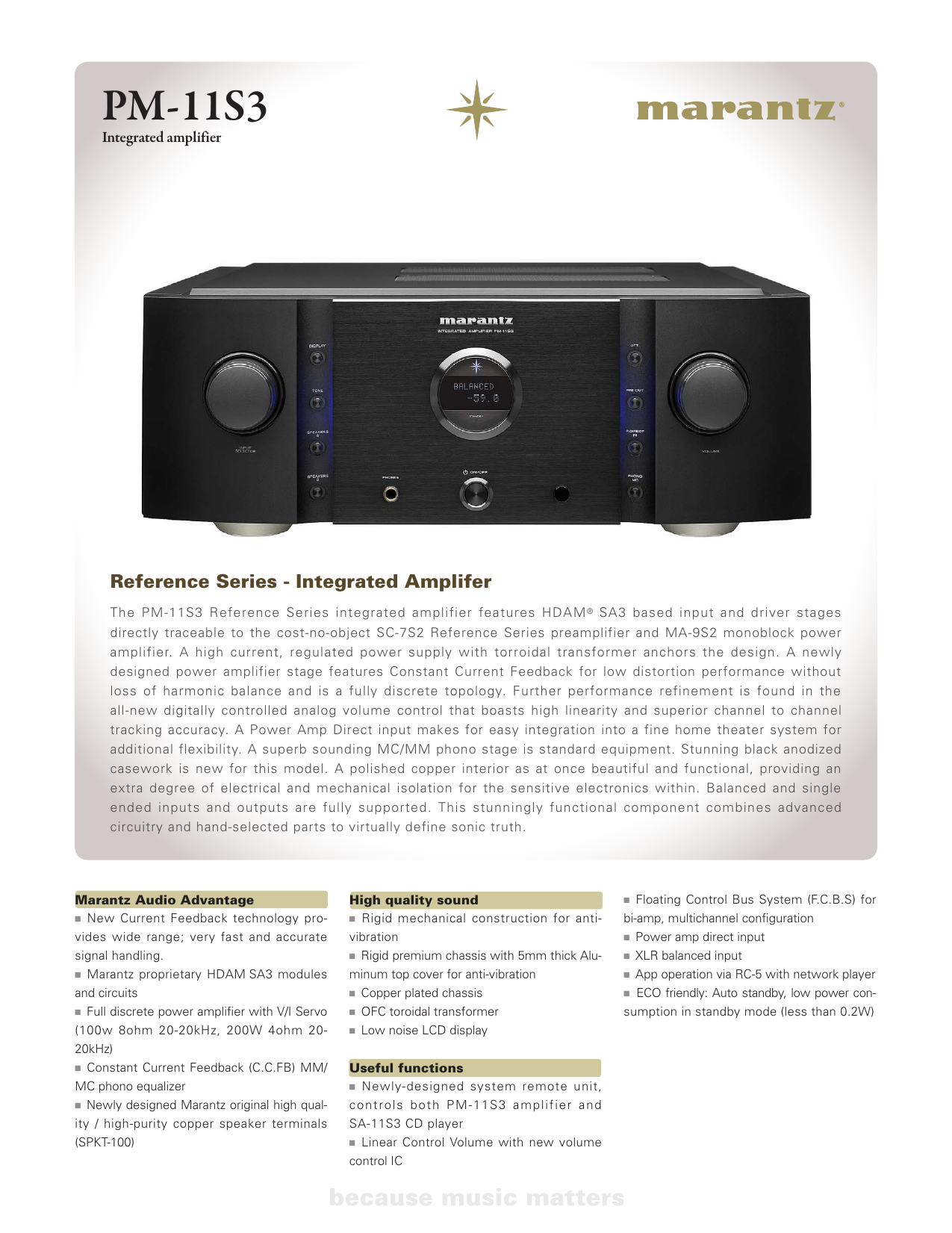 Marantz PM-11S3 Reference Series Stereo Integrated, 60% OFF
