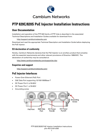 Cambium Networks PTP 820 Series Installation Instructions | Manualzz