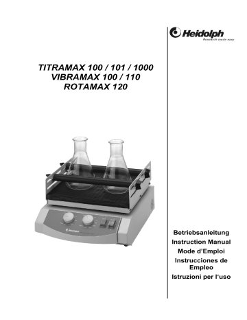 Heidolph Rotamax 120, Titramax 101 Instruction Manual | Manualzz