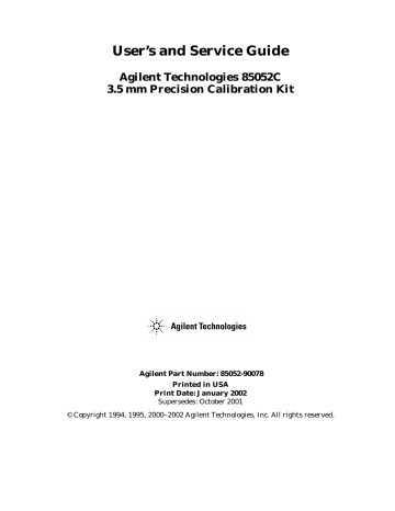 Agilent Technologies 85052C User's And Service Manual | Manualzz