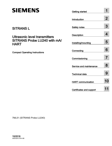 Siemens SITRANS L LU240 Compact Operating Instructions | Manualzz