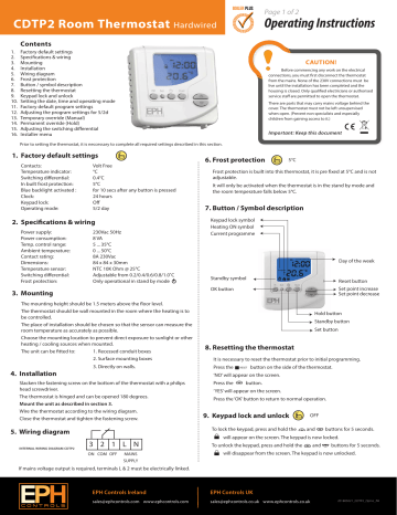 EPH Controls CDTP2 Operating Instructions | Manualzz