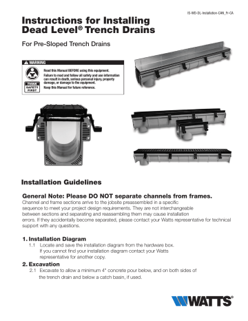 Watts Dead Level Trench Drains Instructions For Installing | Manualzz