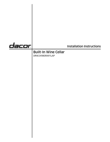 Dacor DRW24980RAP/LAP Installation Instructions Manual | Manualzz