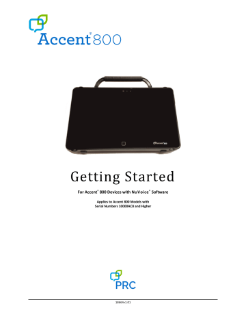 Prentke Romich Company Accent 800 Getting Started | Manualzz