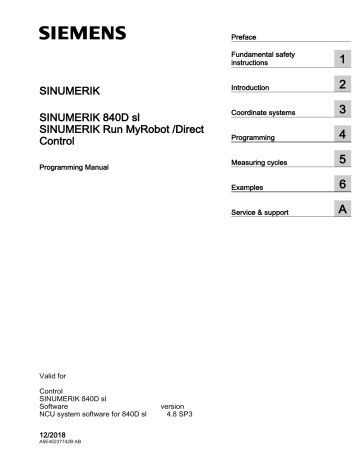 Siemens SINUMERIK 840D sl Programming Manual | Manualzz