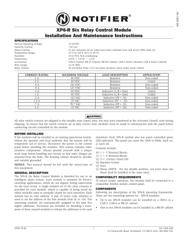 Notifier XP6-R Installation And Maintenance Instructions | Manualzz