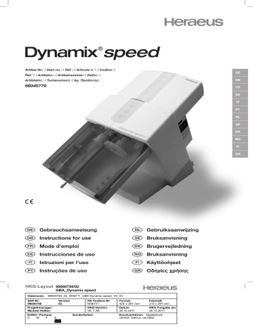 Heraeus 66045779, Dynamix speed Instrucciones De Uso | Manualzz