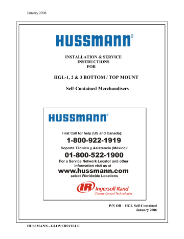 Hussmann HGL-BS Installation And Service Instructions Manual | Manualzz