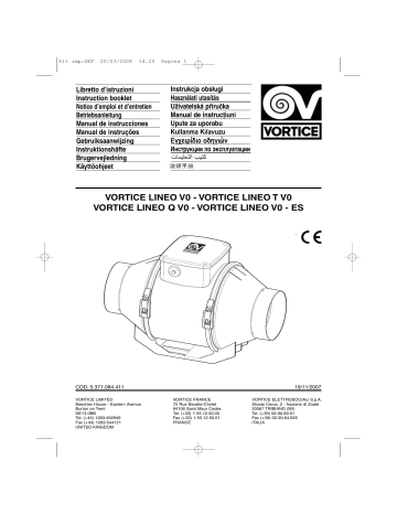 Vortice VORTICE LINEO V0, VORTICE LINEO V0 - ES, VORTICE LINEO T V0 ...