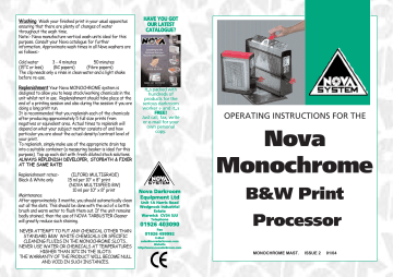 Nova Monochrome Operating Instructions | Manualzz