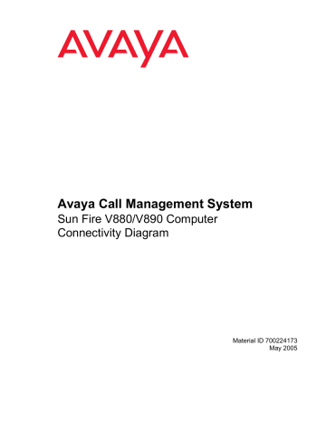 Avaya Sun Fire V880, Sun Fire V890 Connectivity Diagram | Manualzz