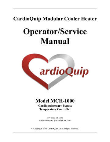 CardioQuip MCH-1000 Operators & Service Manual | Manualzz