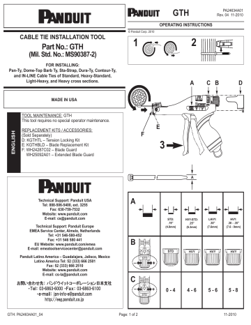Panduit GTH Operating Instructions | Manualzz