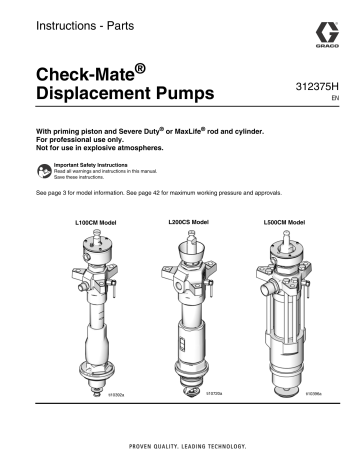 Graco Check-Mate L060CM Instructions - Parts Manual | Manualzz