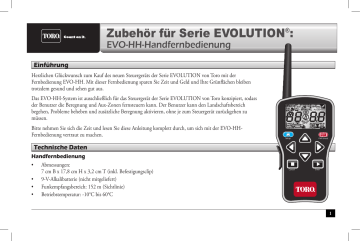 Toro Evolution EVO Handheld Remote Bedienungsanleitung | Manualzz