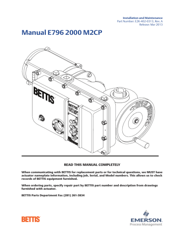 Emerson BETTIS E796 2000 M2CP Manual | Manualzz