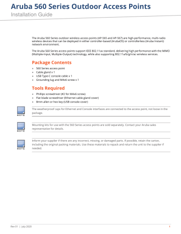 Aruba AP-565, AP-567, APEX0565, APEX0567 Installation Manual | Manualzz